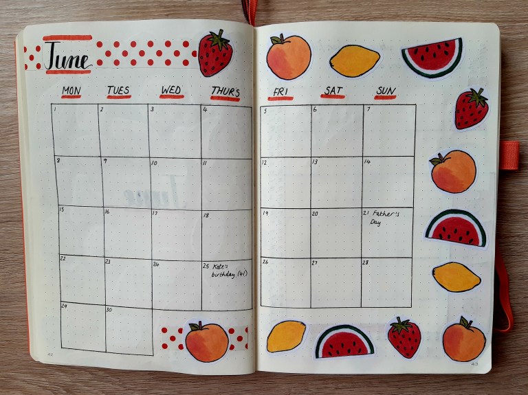Setting up my bullet journal for June: Summer fruits theme – Keeping it ...