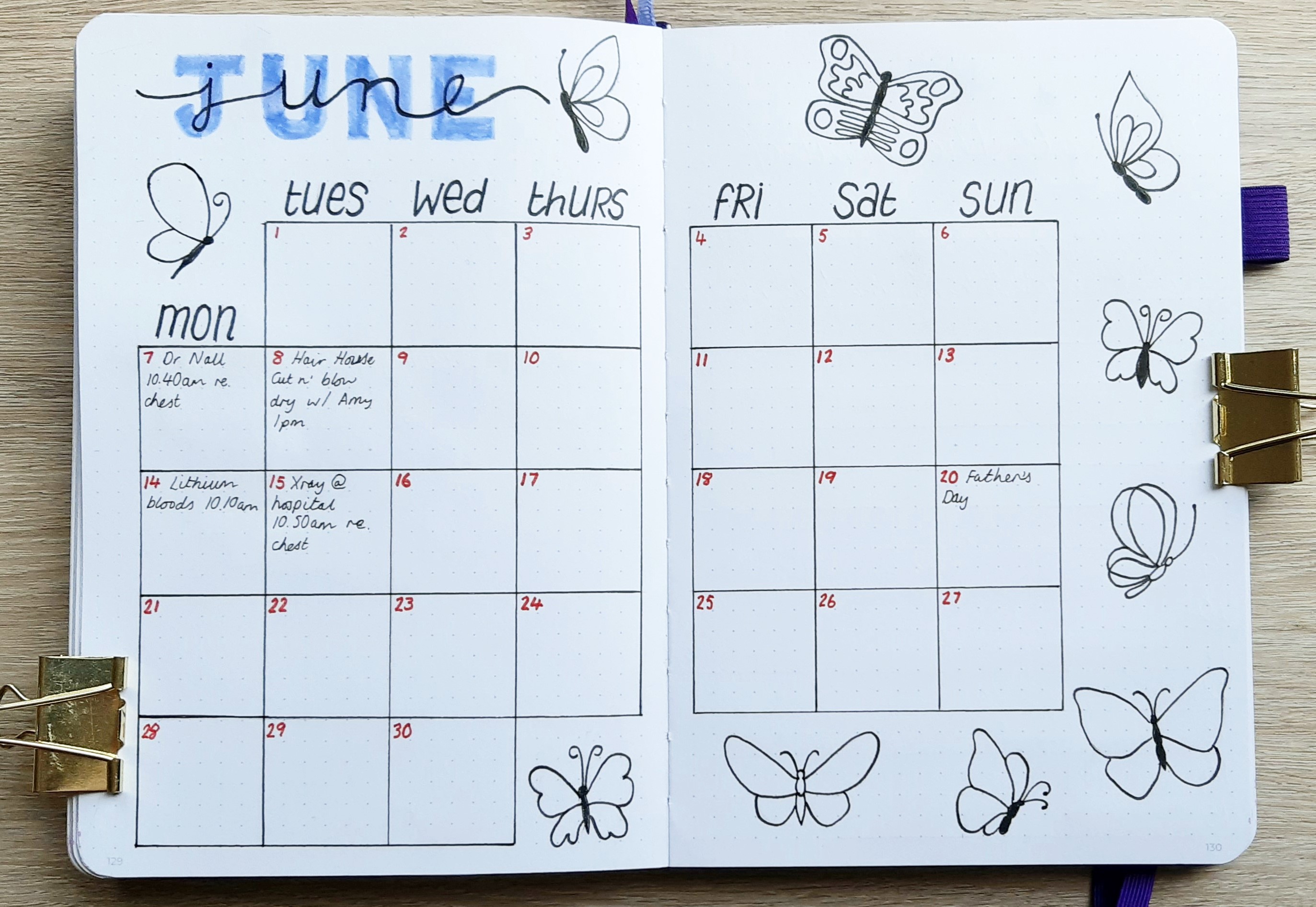 Setting up my Bullet Journal for June: Butterflies theme – Keeping it ...